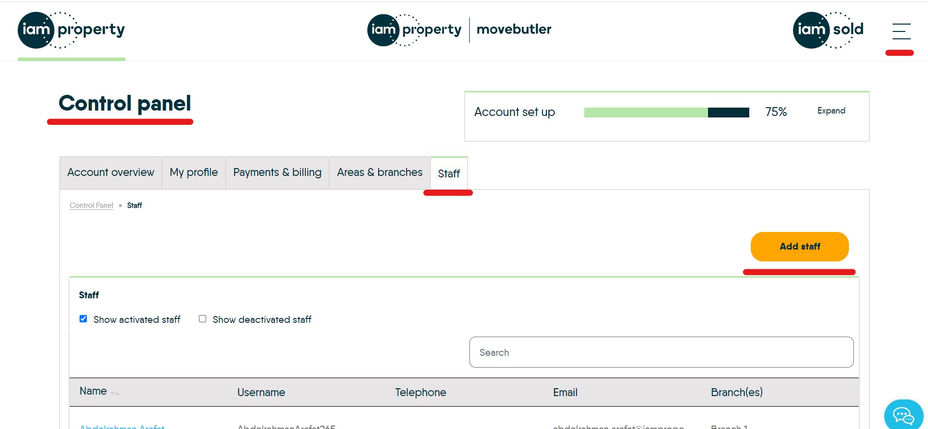 Adding a new staff member to iamproperty – iamproperty