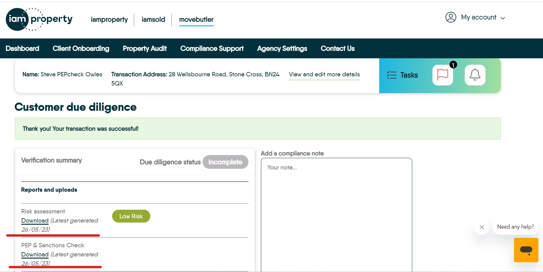 Downloading AML report – iamproperty